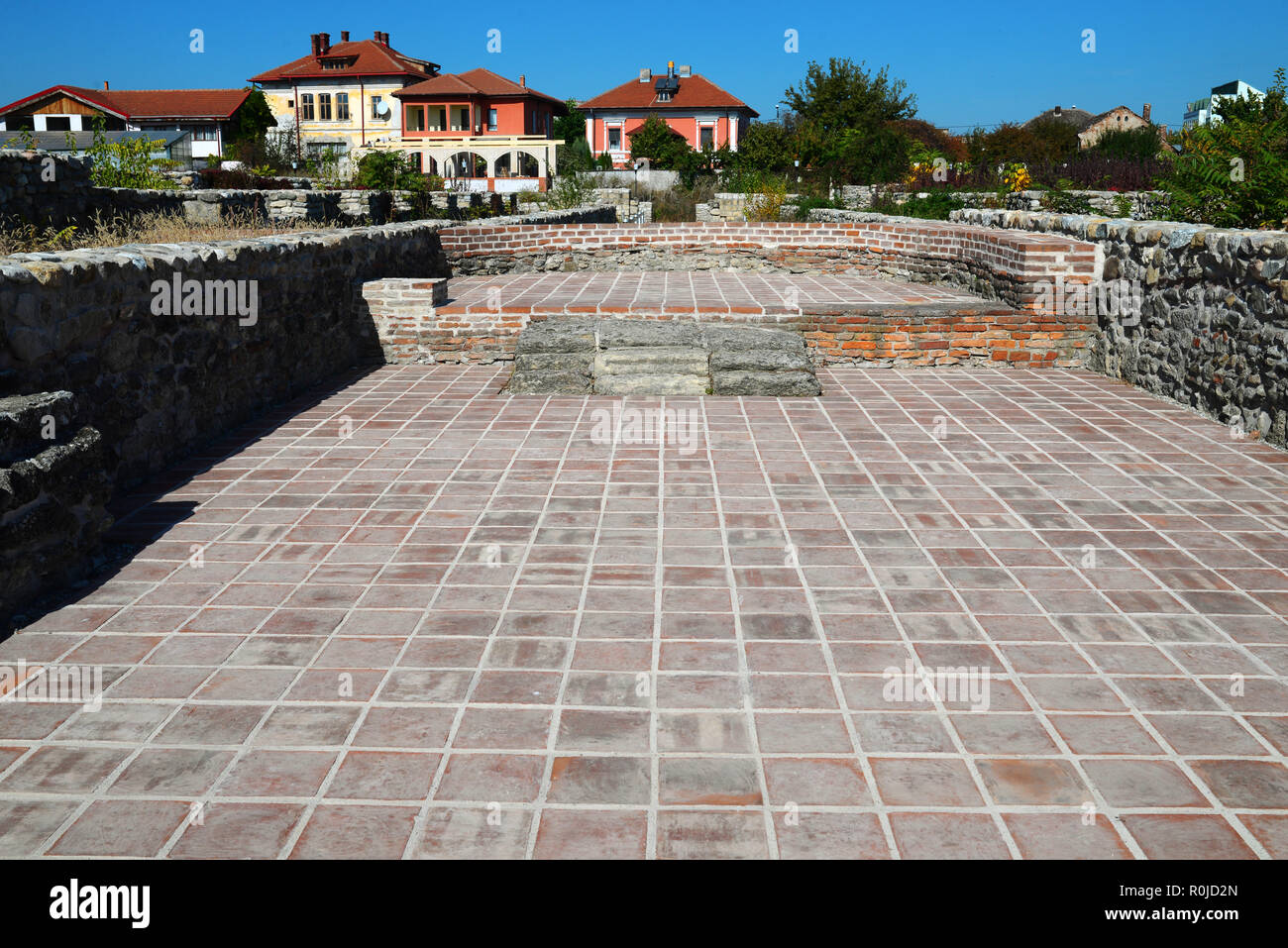 Drobeta Turnu Severin city Roman fort ruins architecture alley detail ...
