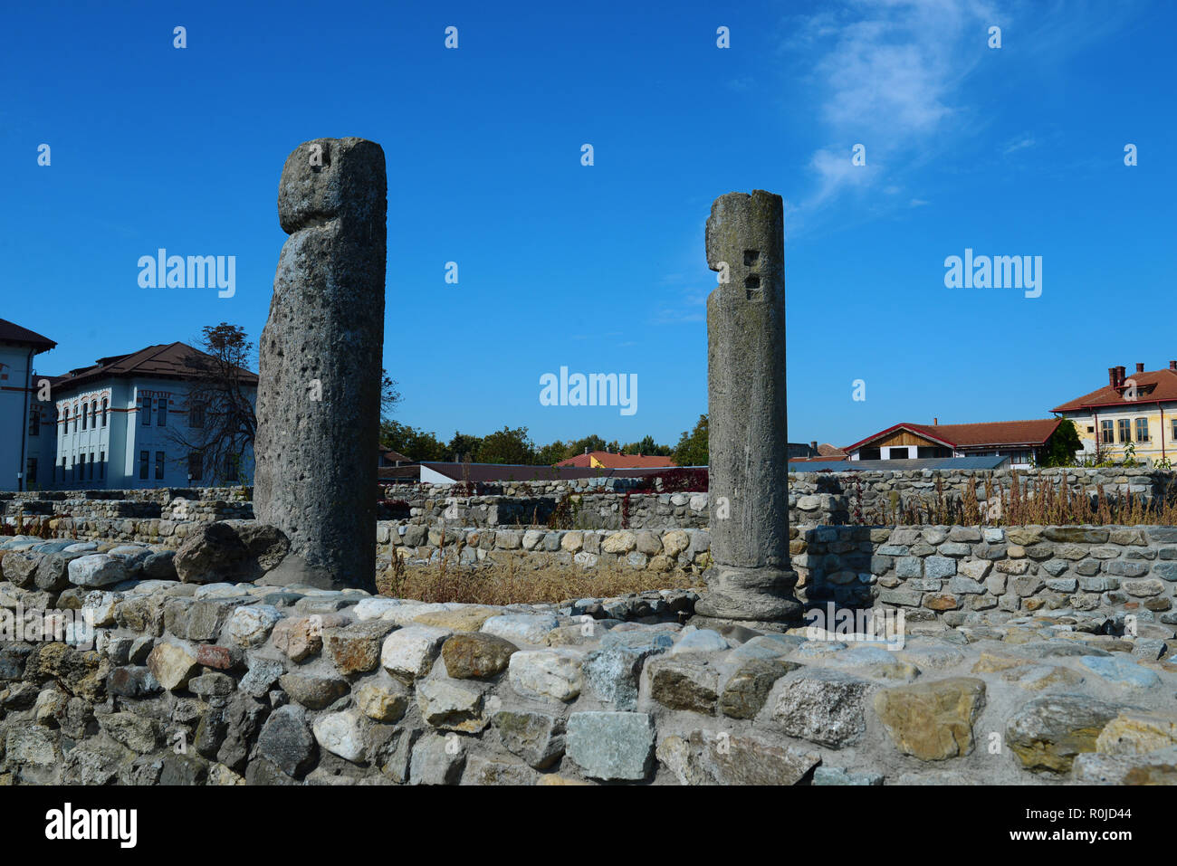 Drobeta Turnu Severin city Roman fort ruins column architecture detail ...