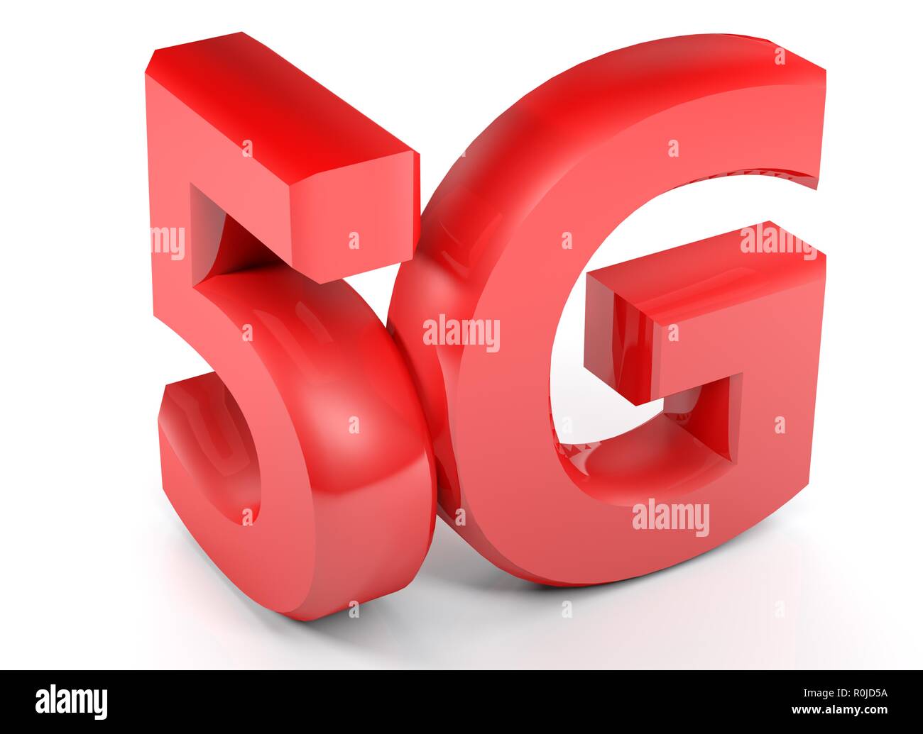 5G in red 3D characters on white background - 3D rendering illustration ...
