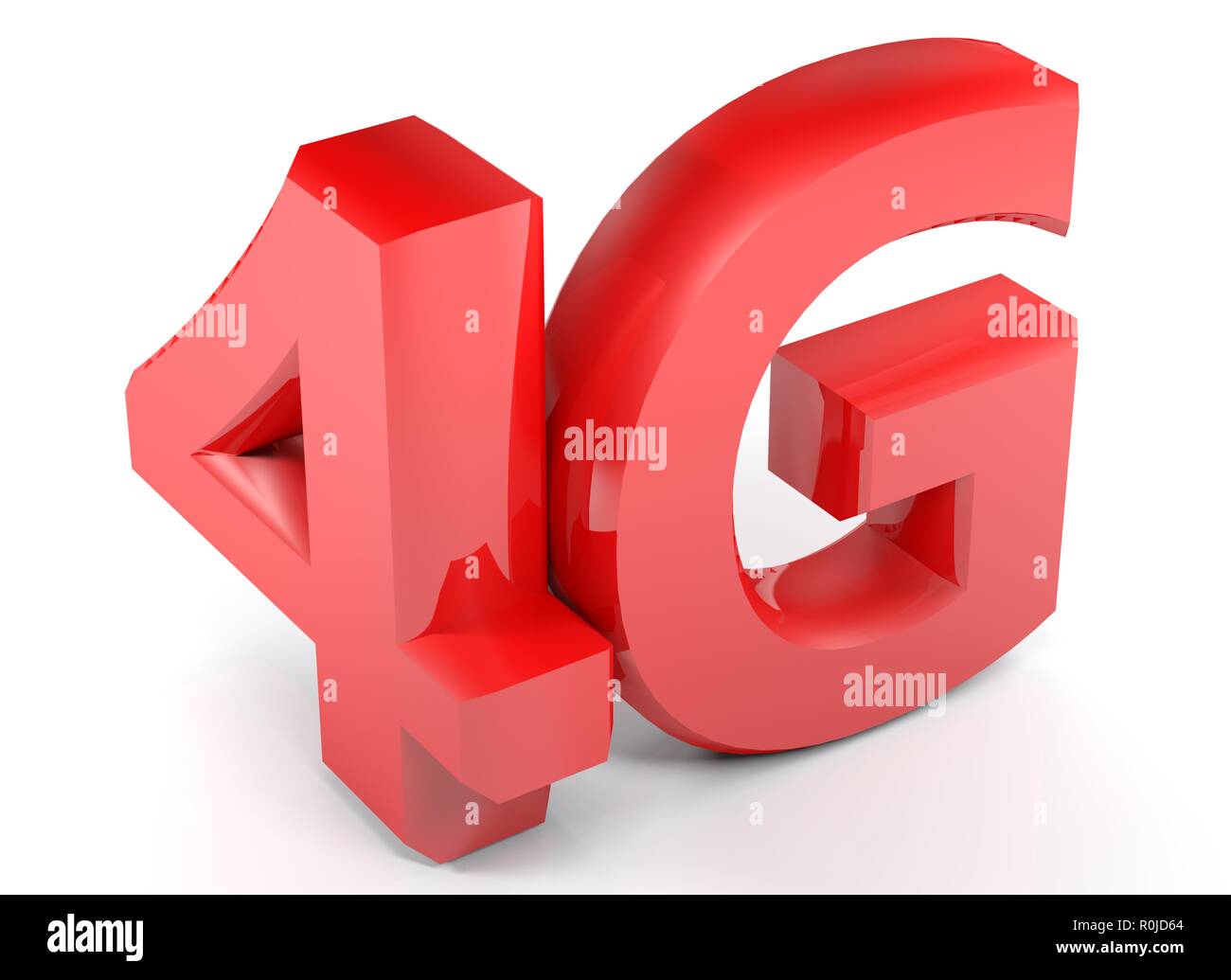 4G in red 3D characters on white background - 3D rendering illustration ...