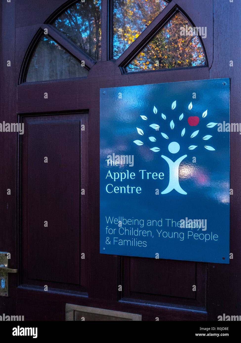 Apple Tree Centre sign Stock Photo - Alamy