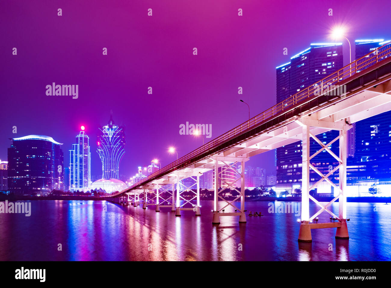 Macao cityscape skyline at night in China Stock Photo - Alamy