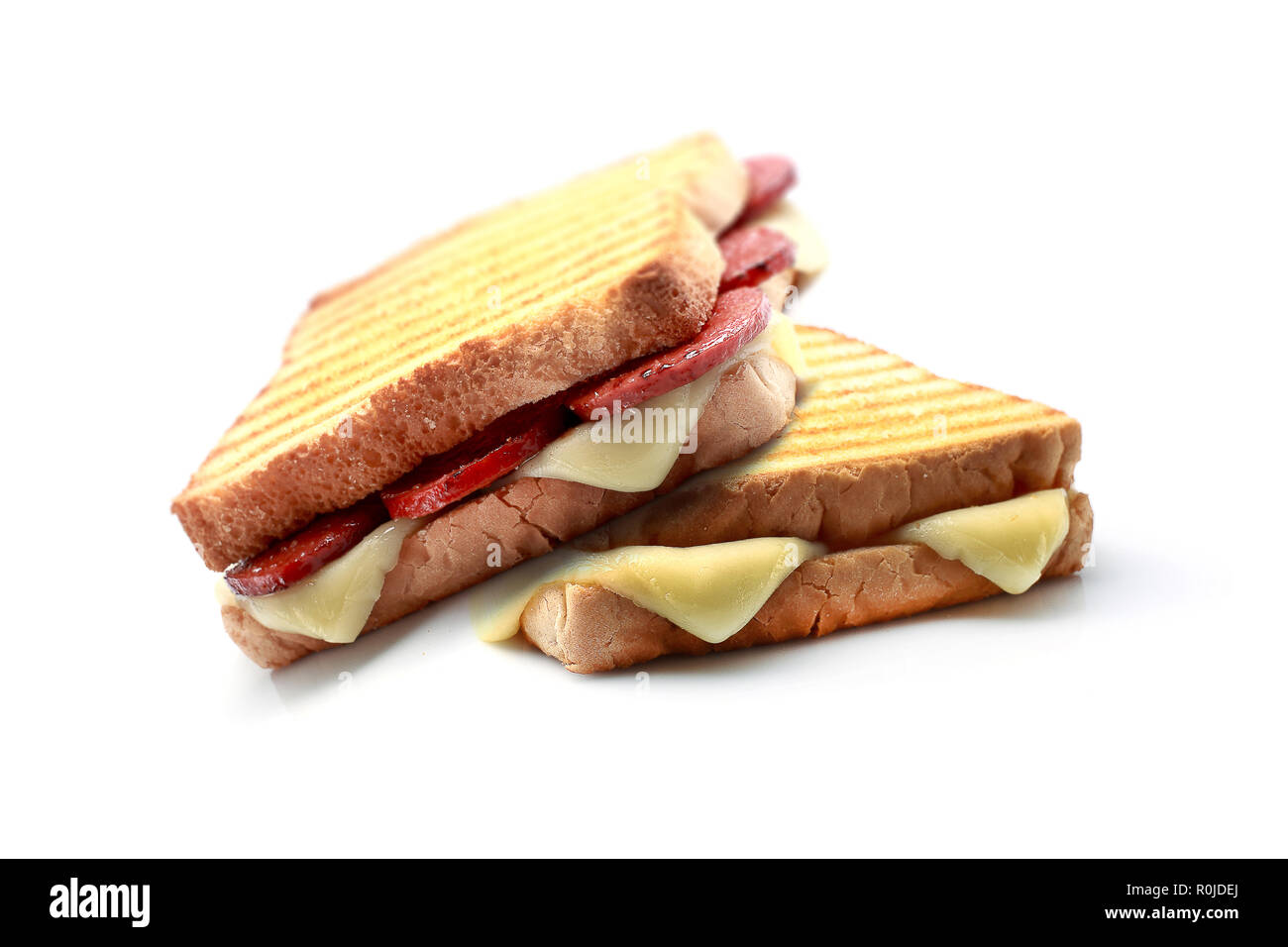 Turkish toast with "sucuk and cheese" on white background Stock Photo ...