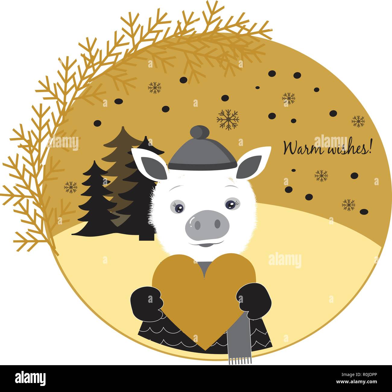 Boy holding piglet Stock Vector Images - Alamy