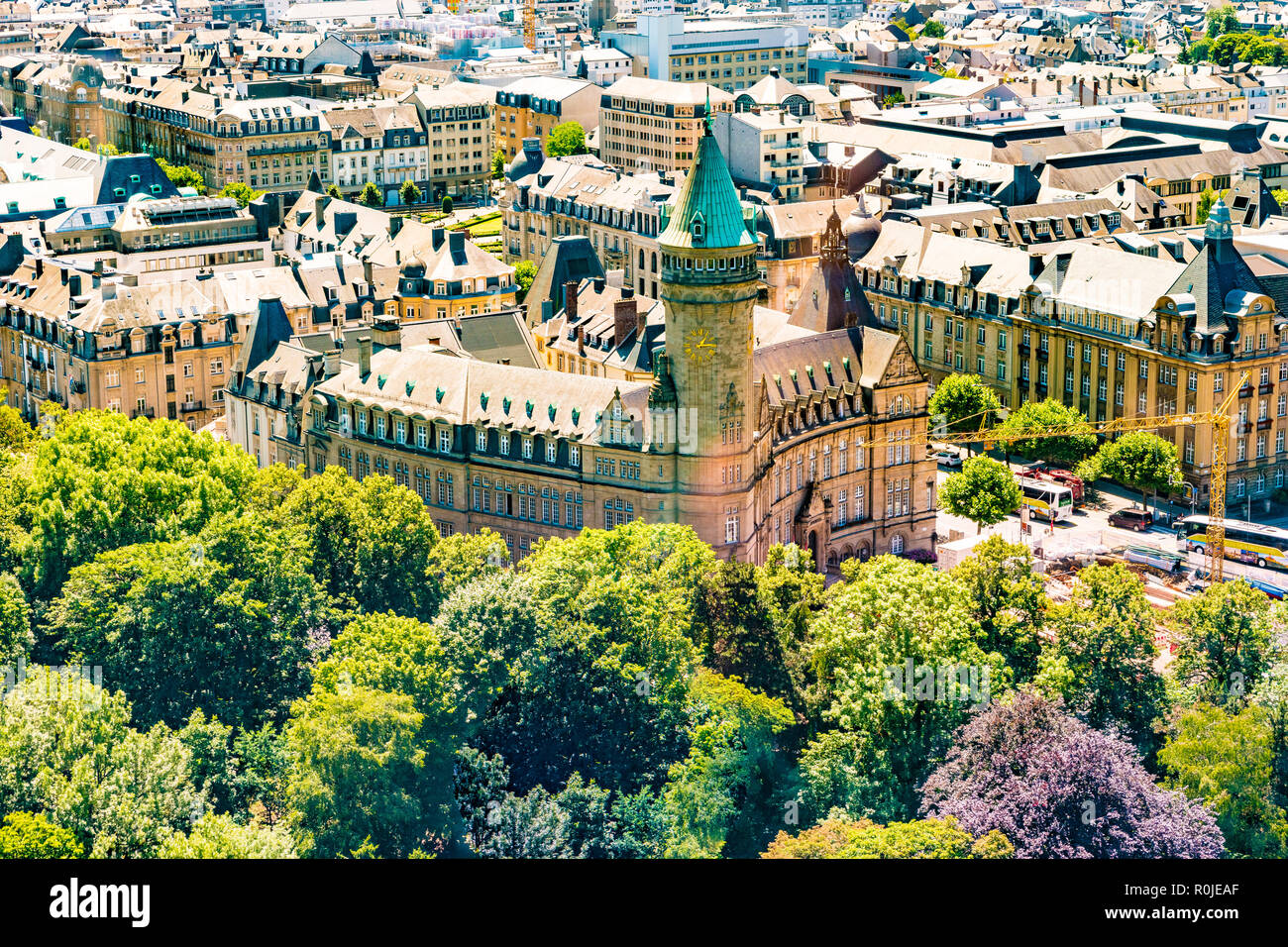 Panoramic aerial view of Luxembourg in a beautiful summer day ...