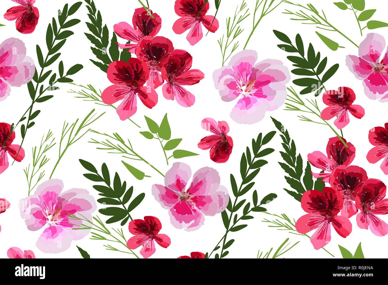 Floral seamless background pattern. Colorful spring flowers hand drawn ...