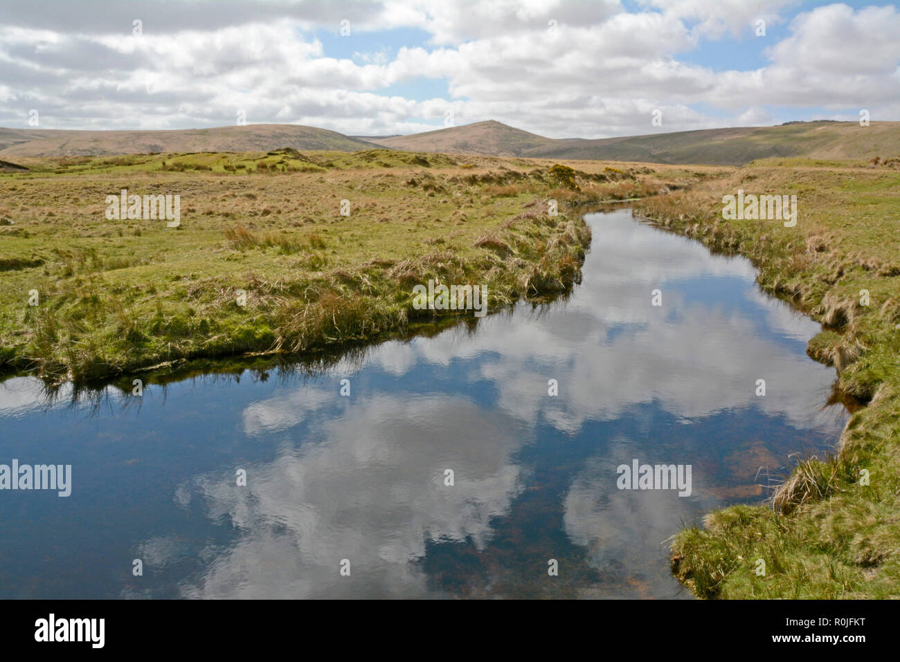 The River Taw near its source on northern Dartmoor, Devon Stock Photo ...