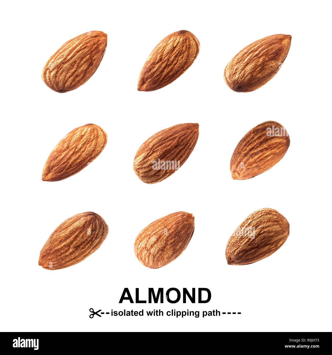 Almond isolated on white background with clipping path. Nuts collection ...
