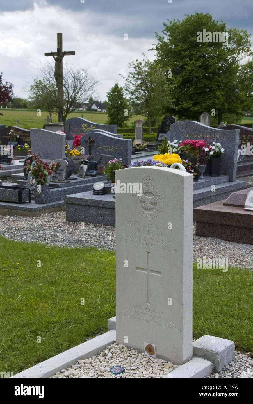 A single World War One British pilot is buried in the Bertangles ...