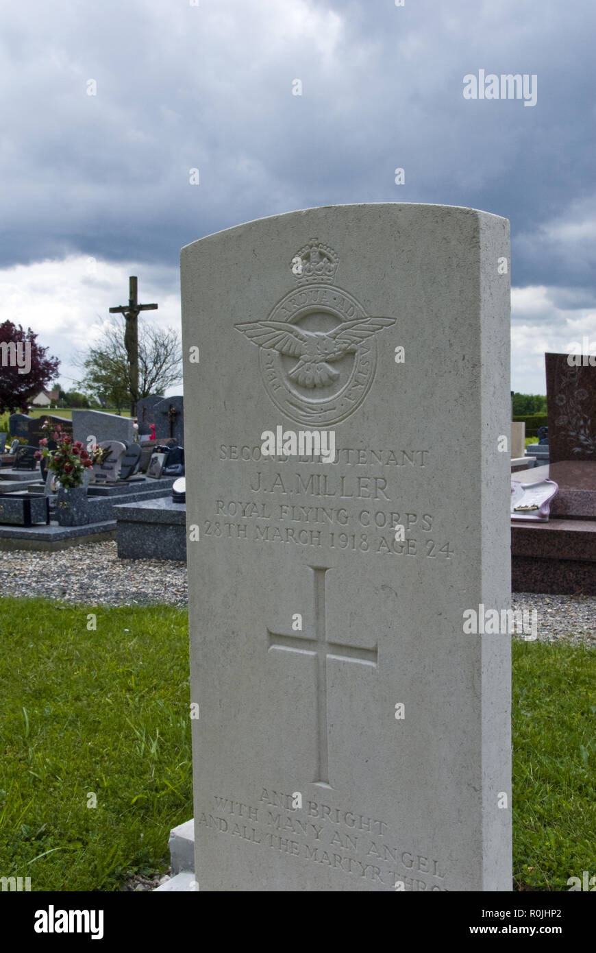 A single World War One British pilot is buried in the Bertangles ...