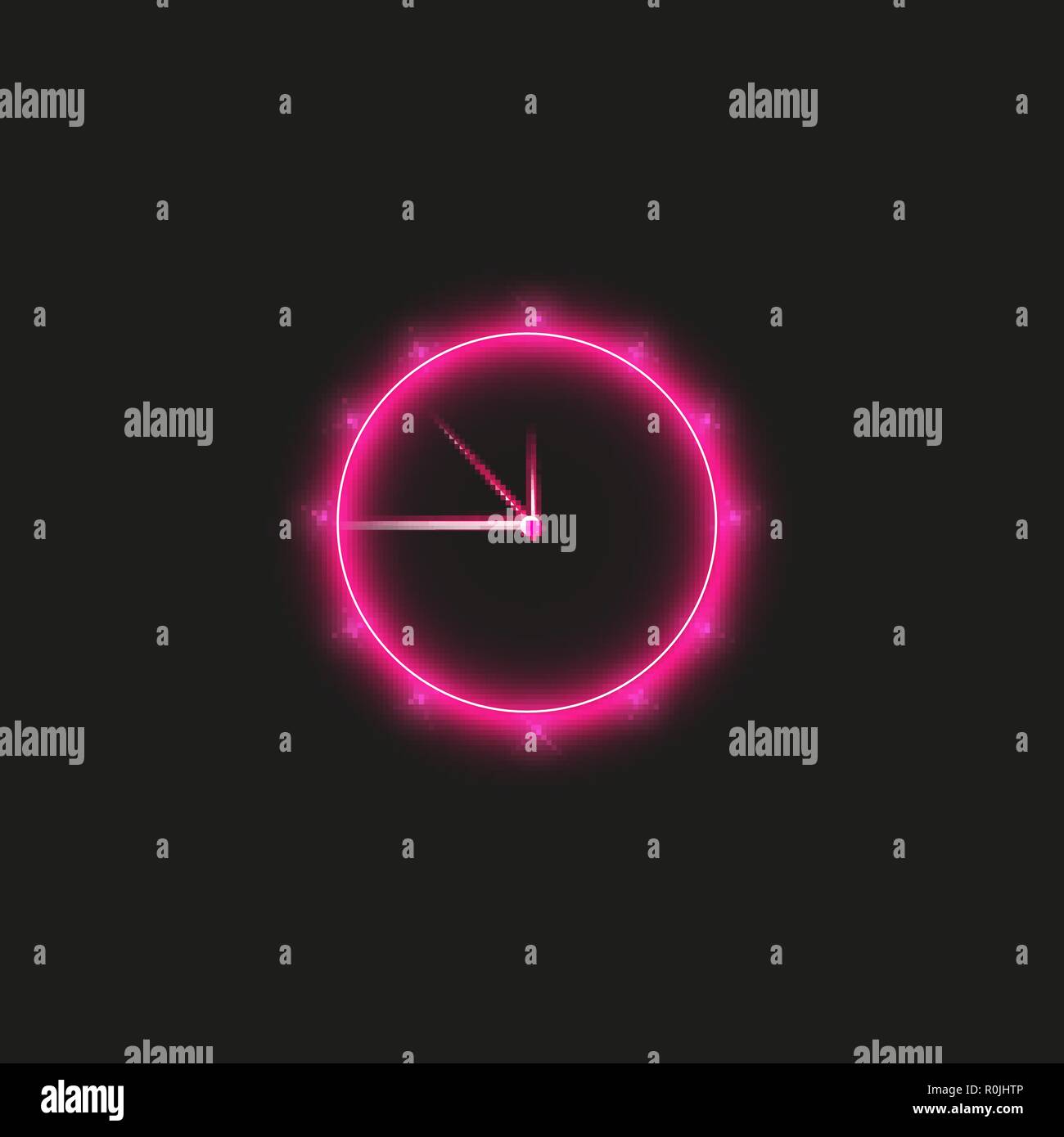 Neon light. Clock line icon. Time sign. Office Watch or Timer symbol ...