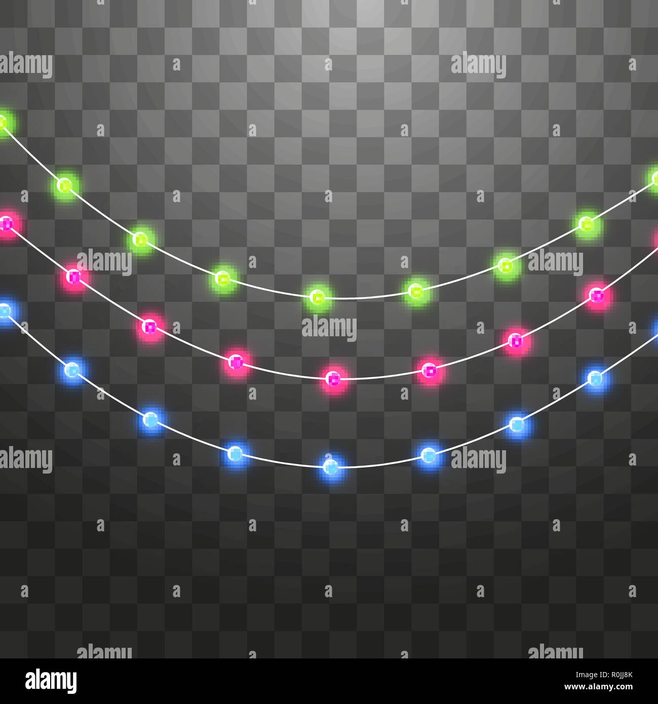 Festive garlands set of decorations with multicolor shiny lights ...