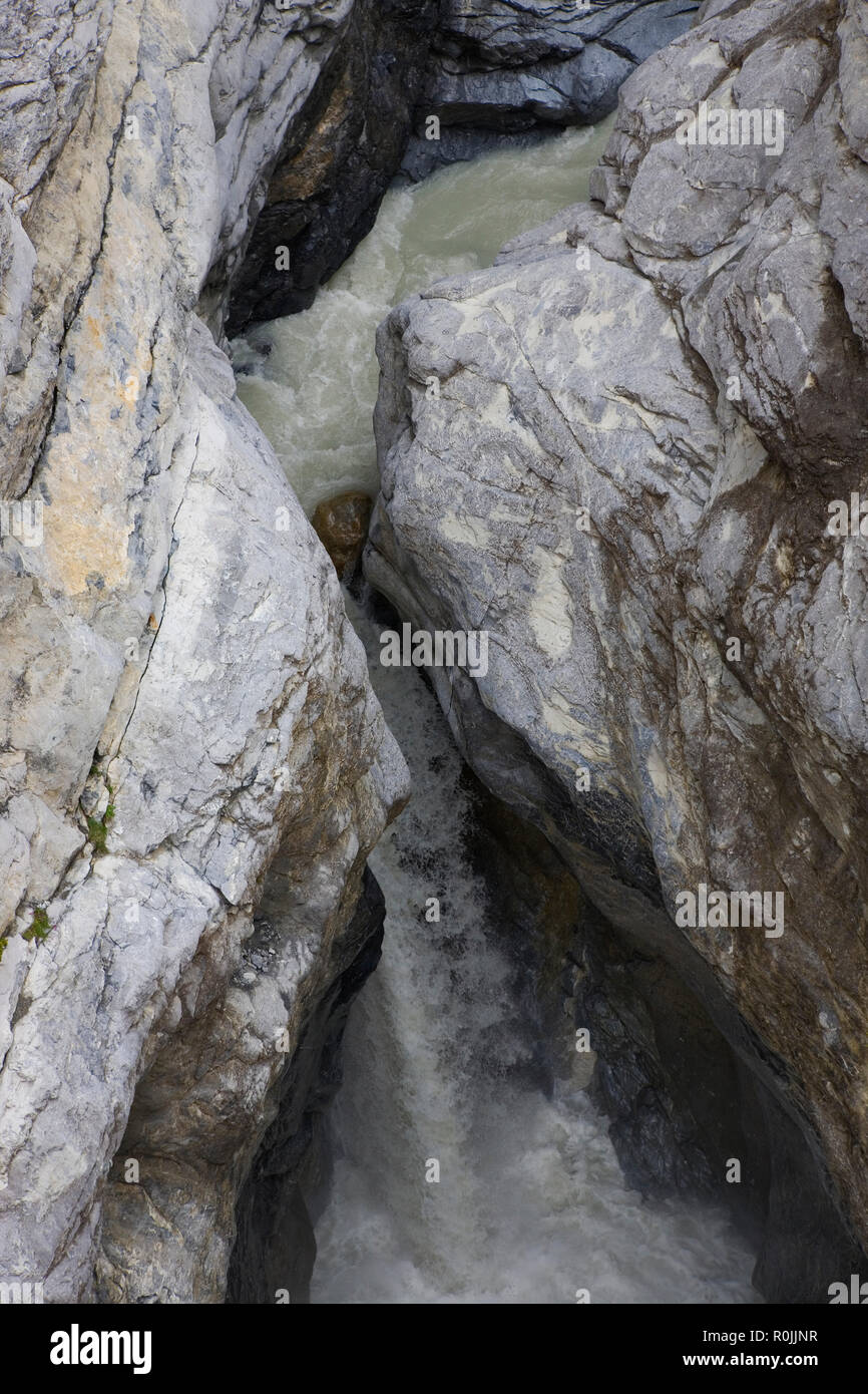 The gorge of the upper Schwarze Lütschine from its source at the Oberer ...