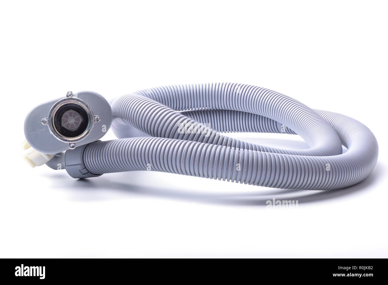 Drain hose for washing machine isolated on white background. Border ...