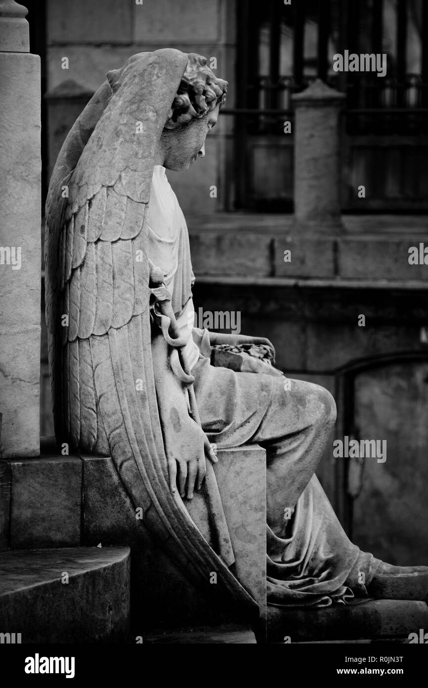 Angel statue back view hi-res stock photography and images - Alamy