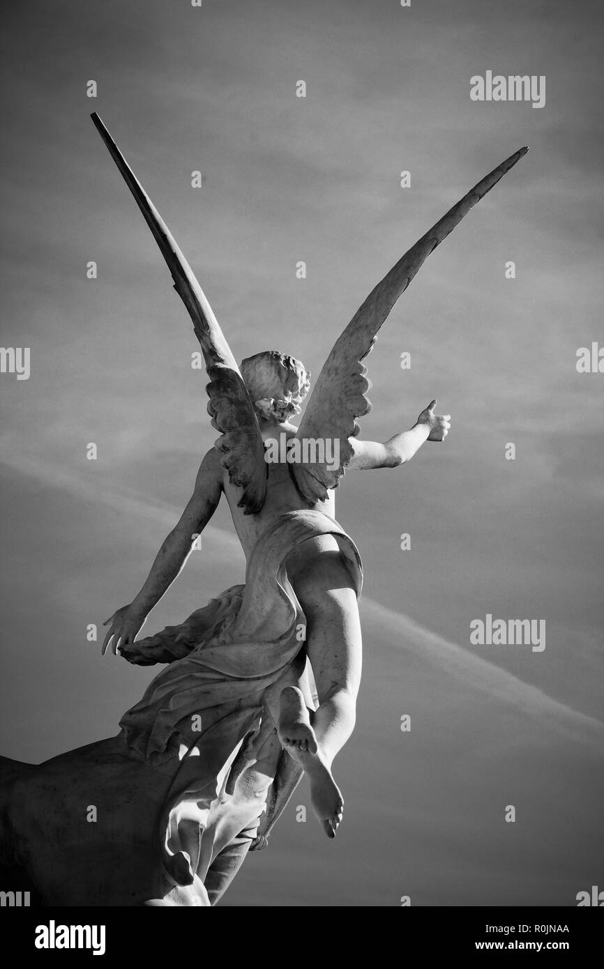 Angel statue back view Black and White Stock Photos & Images - Alamy