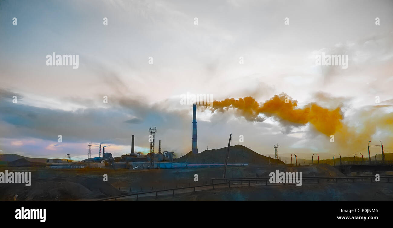 Plant manufacturing of copper ore panorama Stock Photo - Alamy