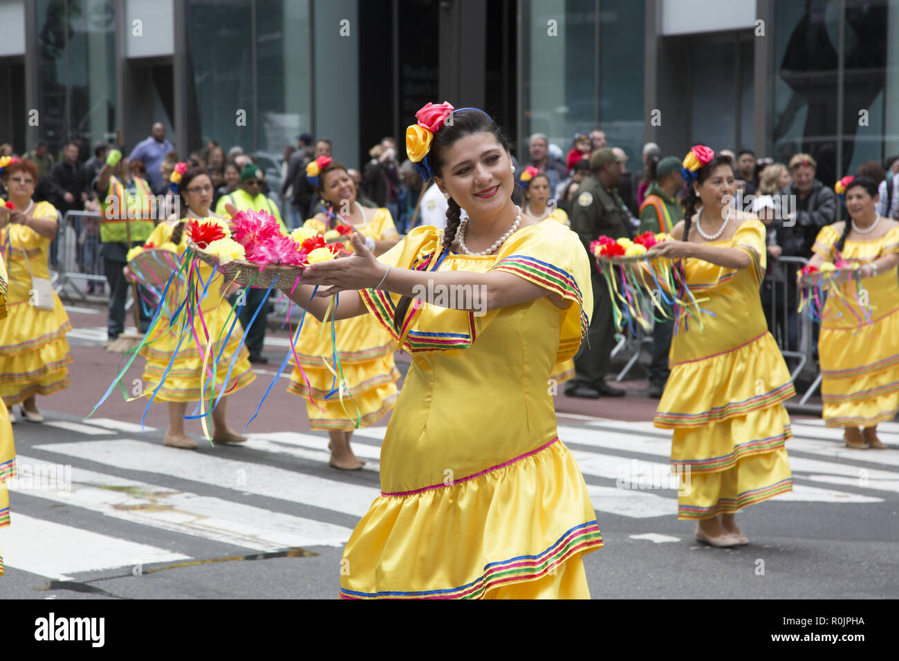 2018 Hispanic Day Parade on 5th Avenue in New York City. Colorful dance ...