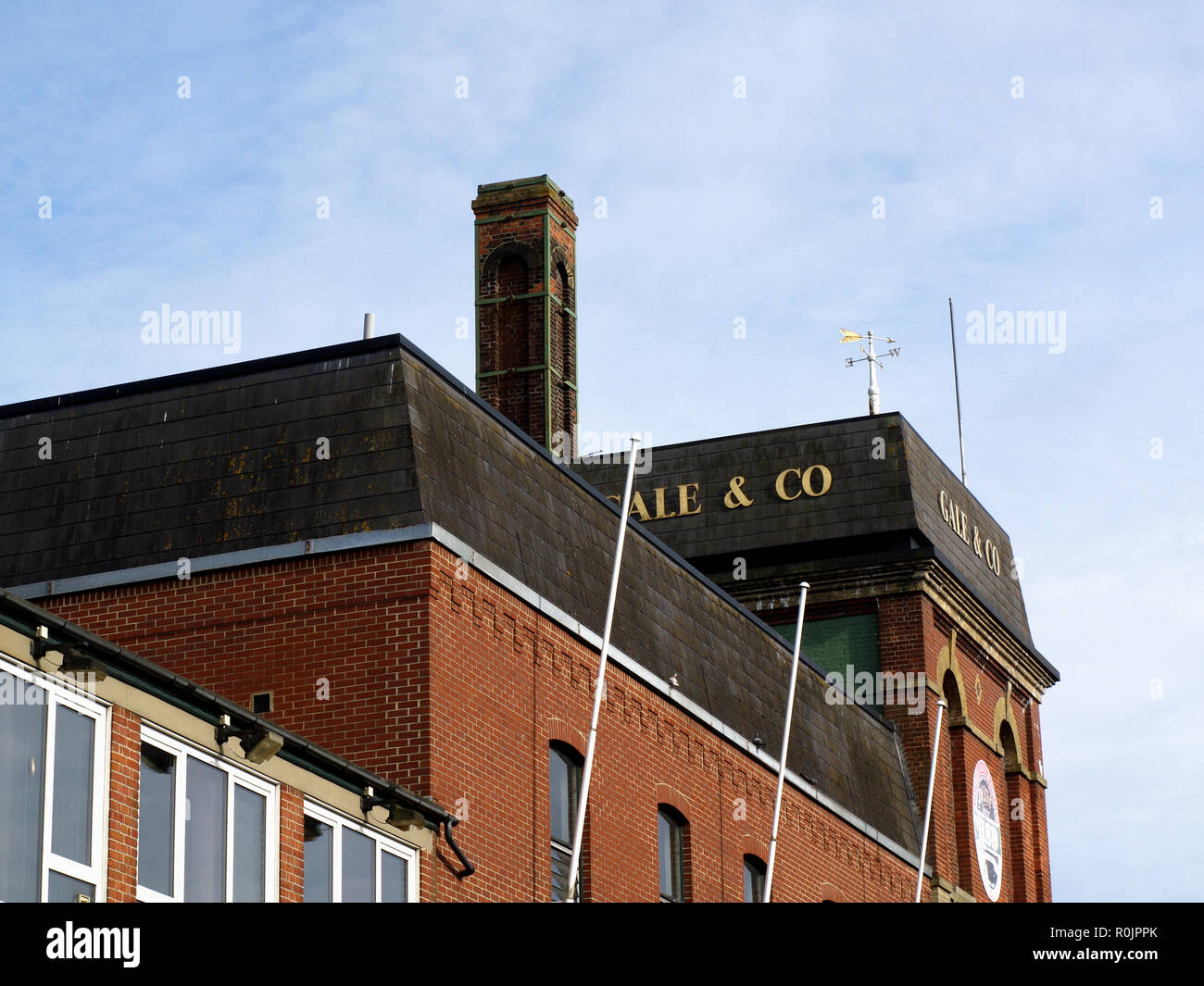 Old facade and signage at Gales Brewery, George Gale & Co. Ltd., London ...