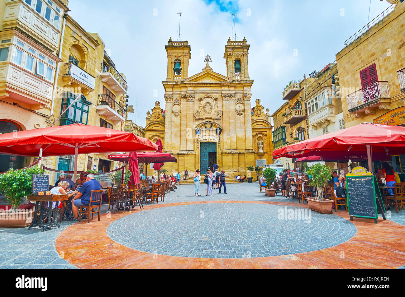 VICTORIA, MALTA - JUNE 15, 2018: Ensemble of St George square with ...