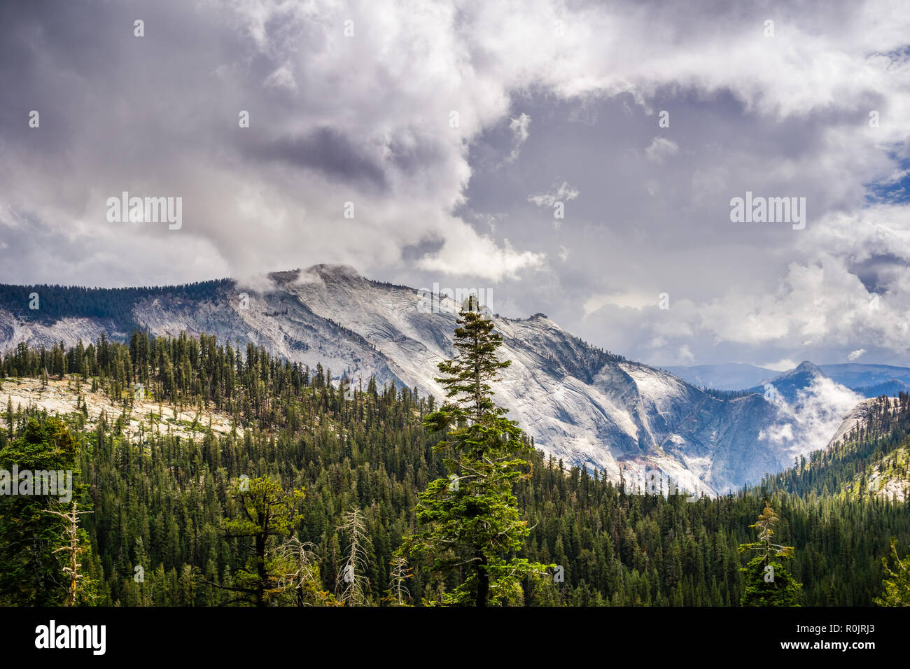 View towards Clouds' Rest summit in Yosemite National Park, dramatic ...