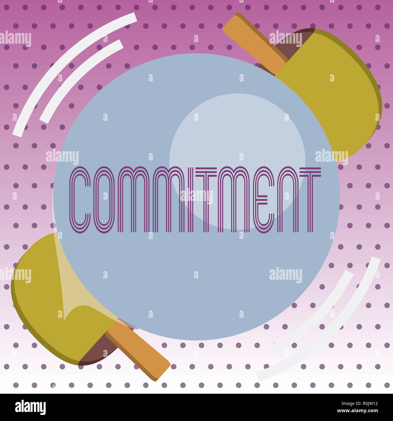 Handwriting text Commitment. Concept meaning Quality of being dedicated ...