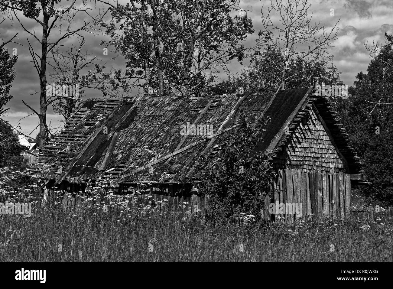 Old barn ruins Black and White Stock Photos & Images - Alamy
