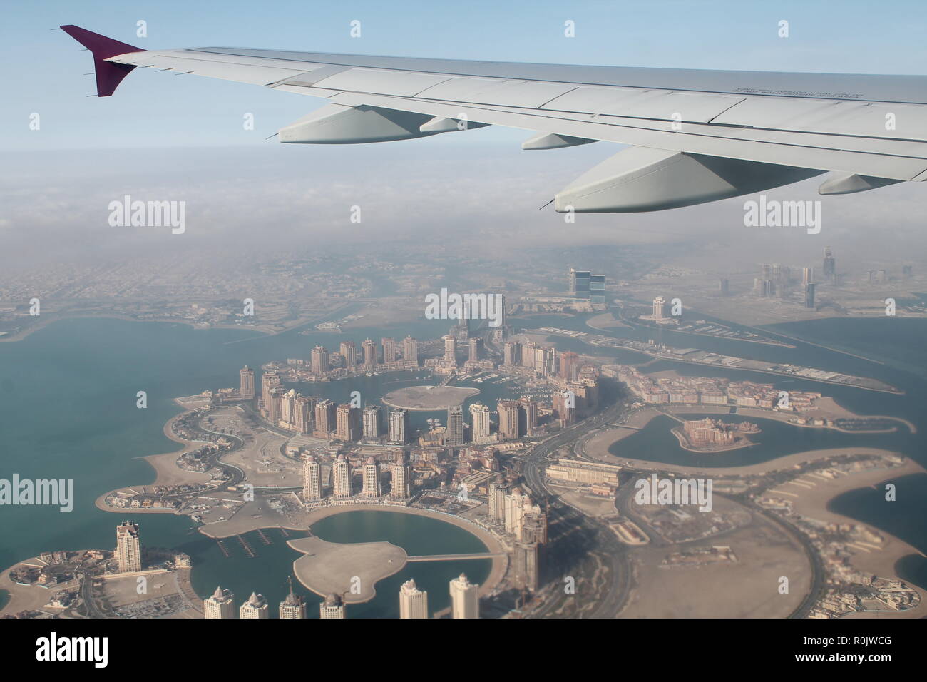 Doha from plane Stock Photo - Alamy