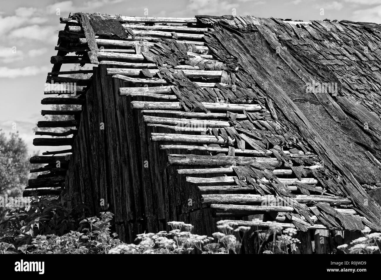 Old barn ruins Black and White Stock Photos & Images - Alamy