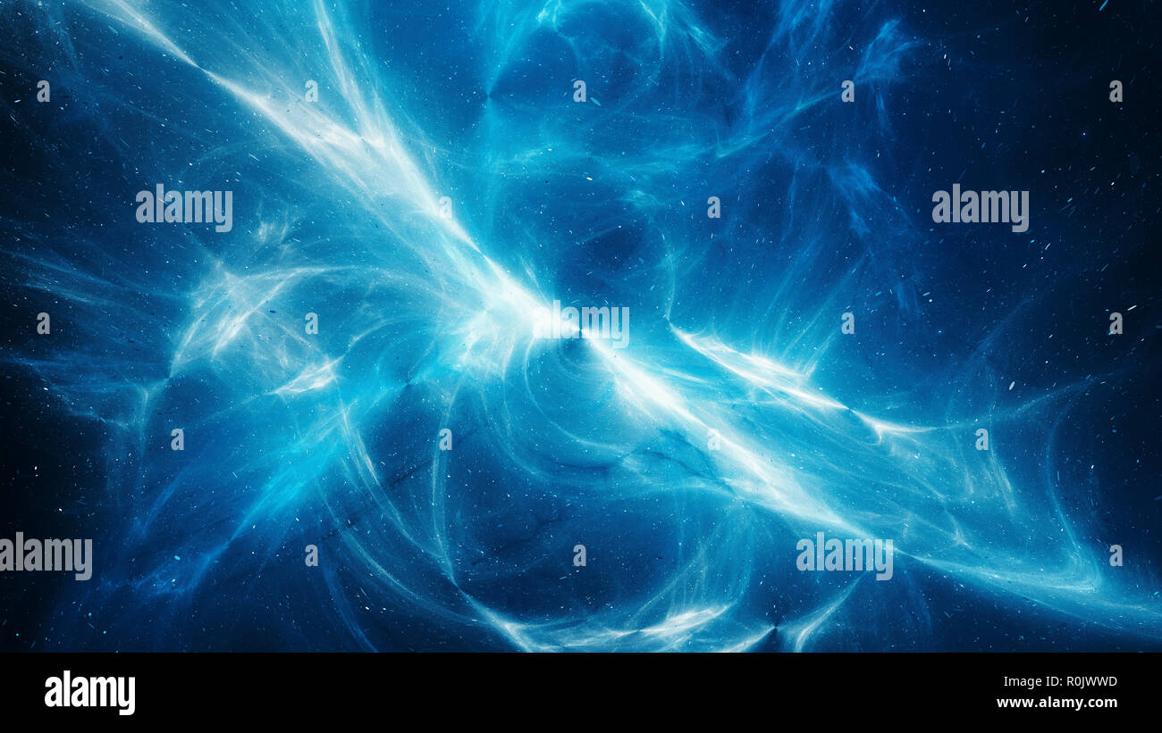 Blue glowing high energy plasma field in space, computer generated abstract background, 3D ...