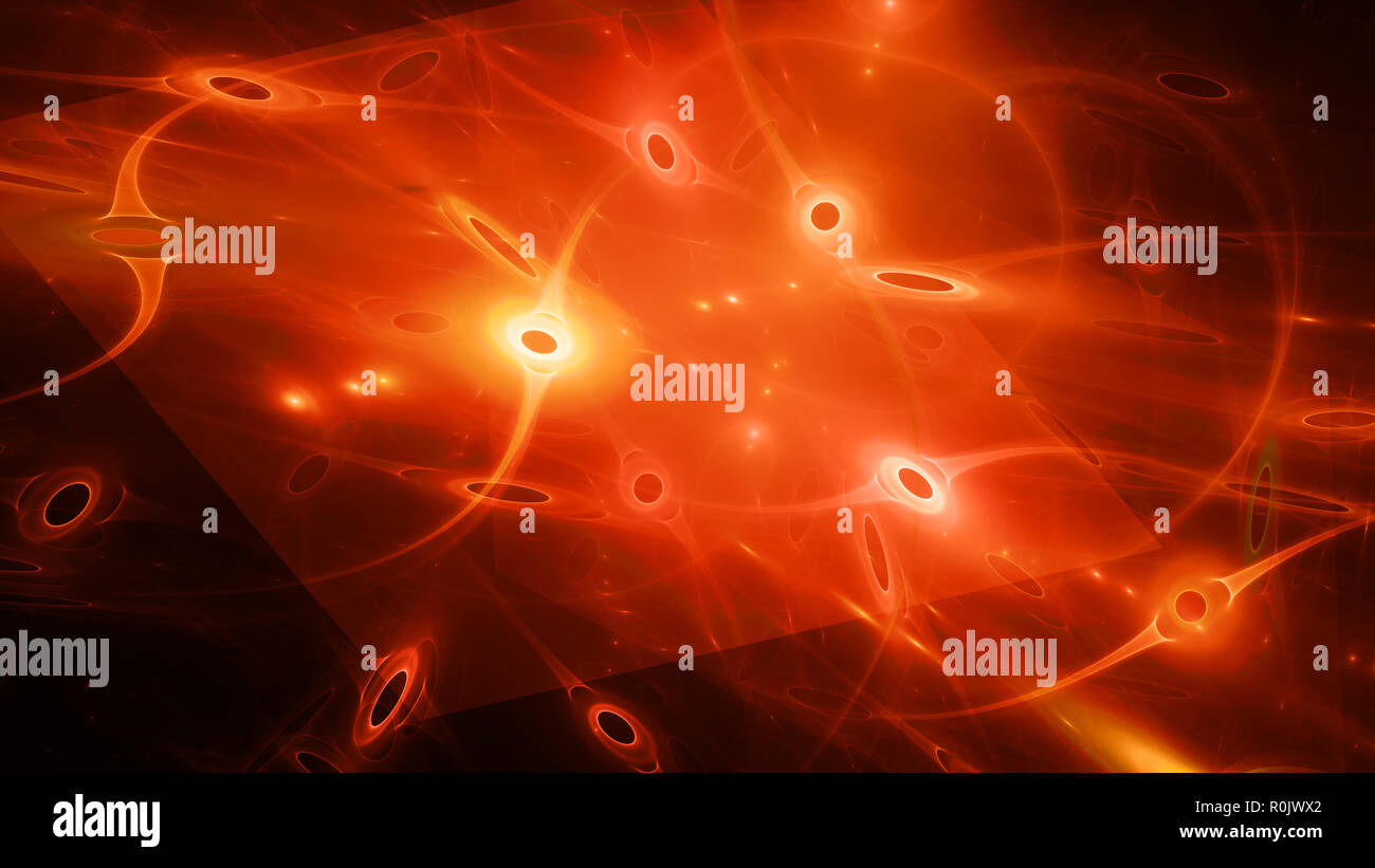 Fiery glowing quantum correlation, computer generated abstract background, 3D rendering Stock ...