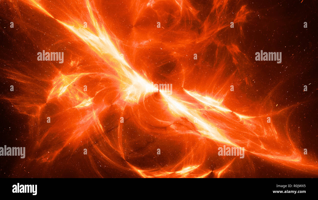Fiery glowing high energy plasma field in space, computer generated abstract background, 3D ...