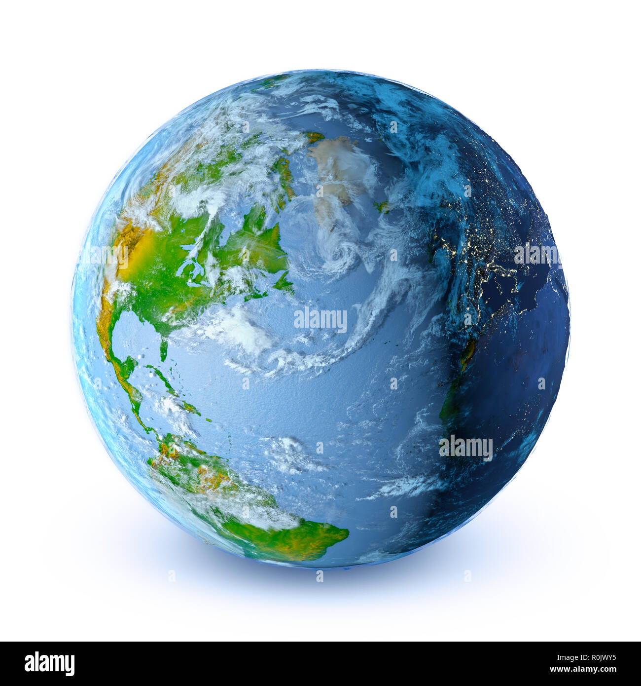 Planet Earth with day and night side. 3d render.Elements of this image ...