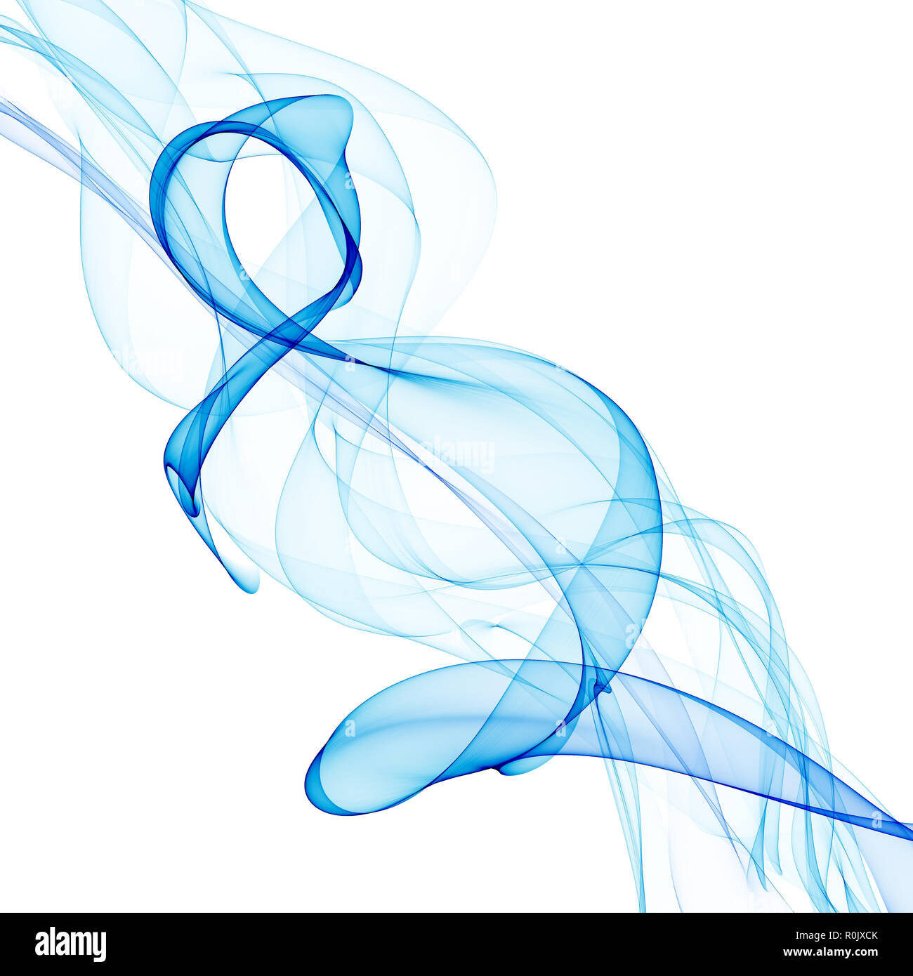 twisted blue smoke line on white background Stock Photo - Alamy