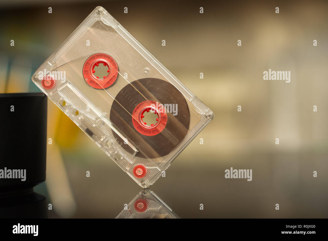 Old audio cassette on a black background, audio recording, film Stock ...