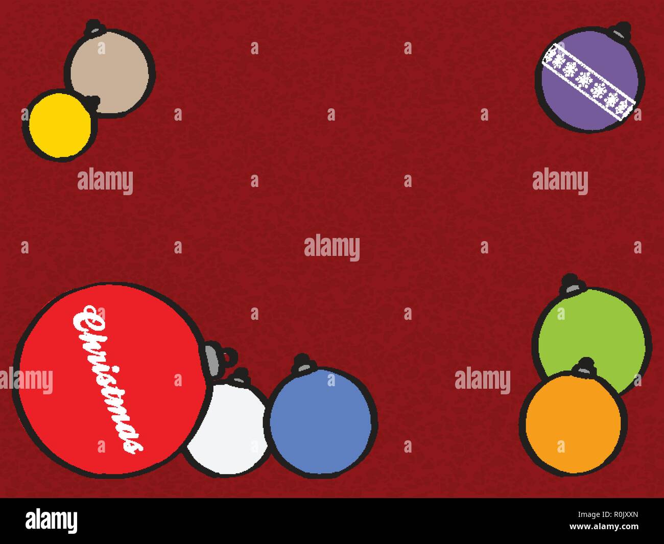 Hand Draw Christmas Baubles With Decorative Text Over Festive Textured ...