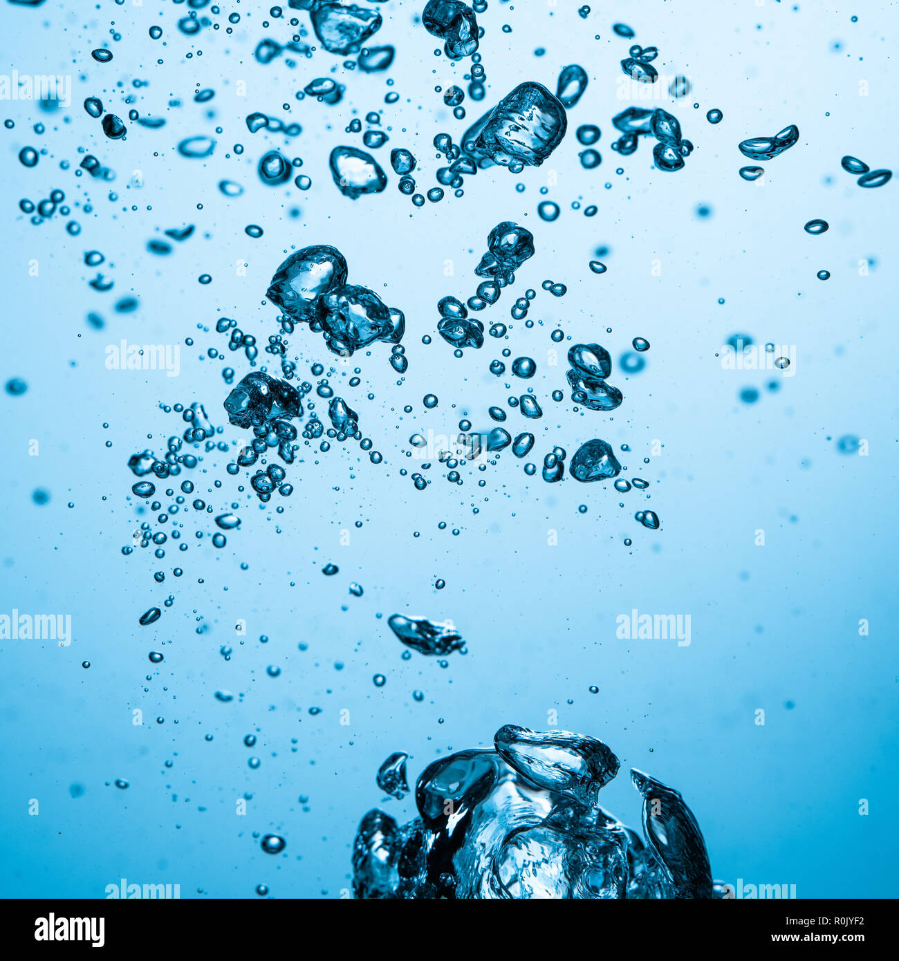 Blue Water Bubbles underwater closeup Stock Photo - Alamy