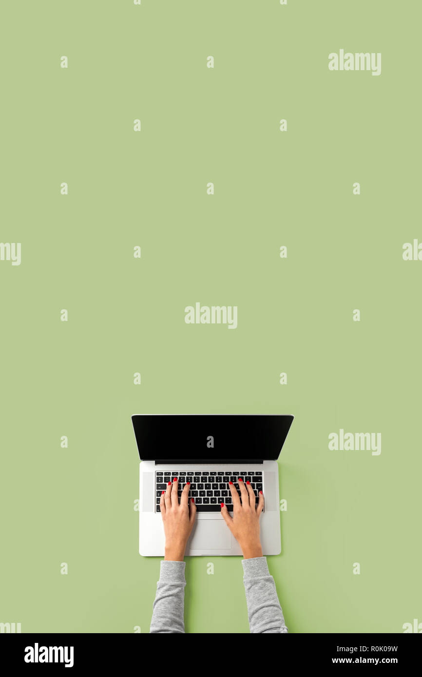 Overhead shot of office desktop Stock Photo - Alamy