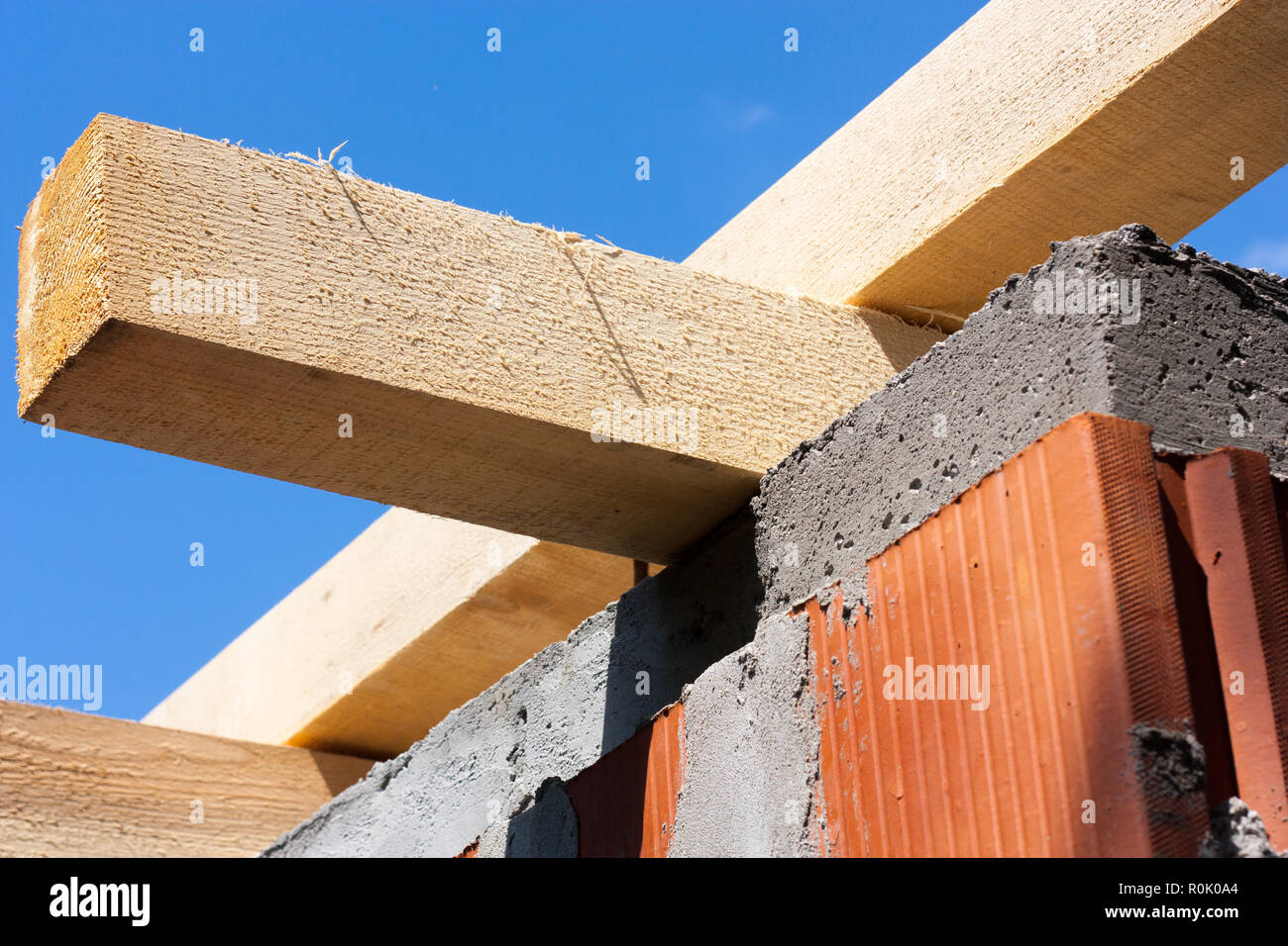Wood structure on a construction site Stock Photo - Alamy