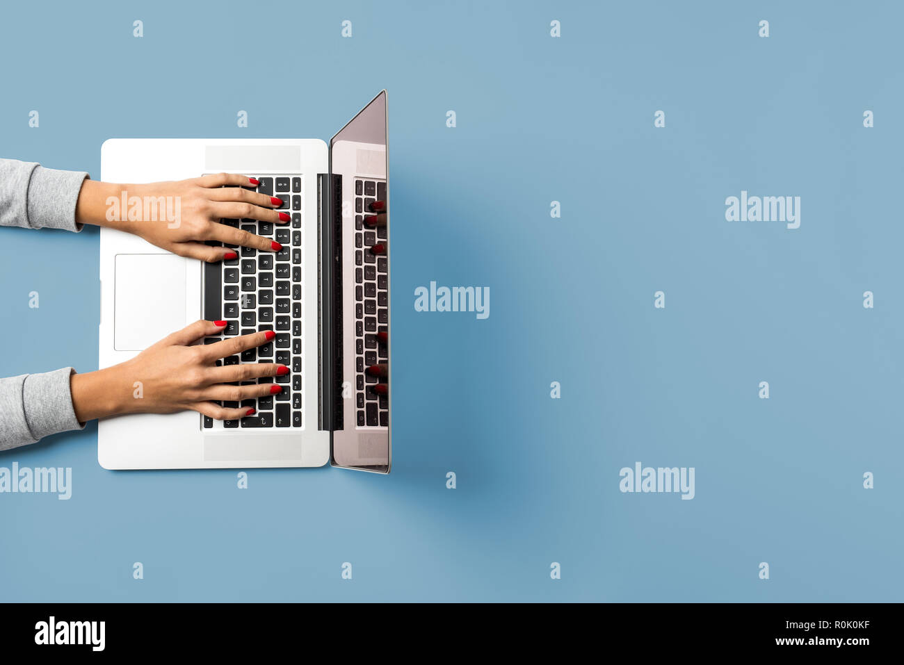 Overhead shot of office desktop Stock Photo - Alamy