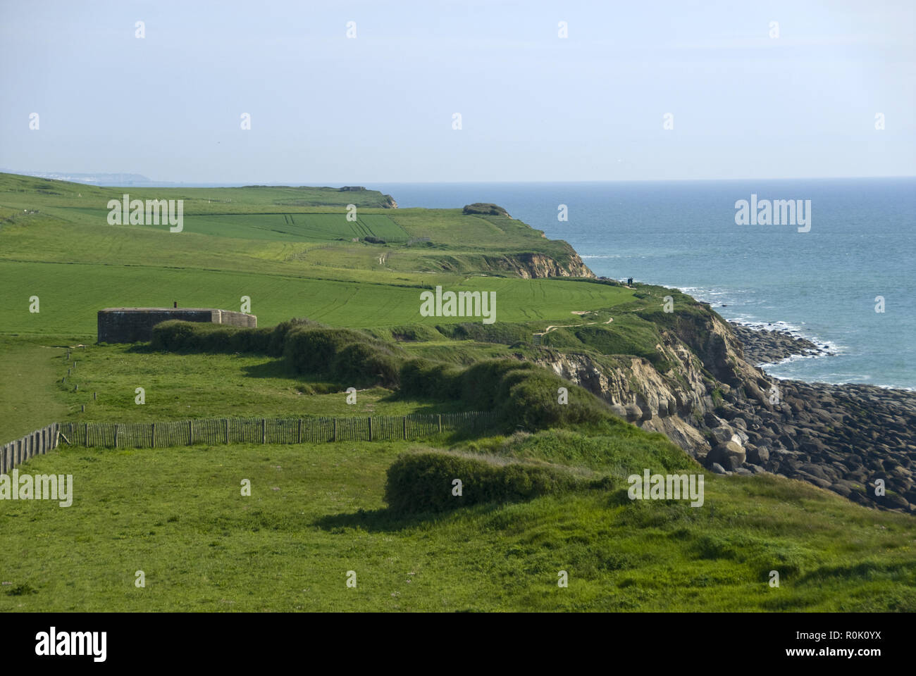 The remains of World War Two German artillery batteries stand along the ...
