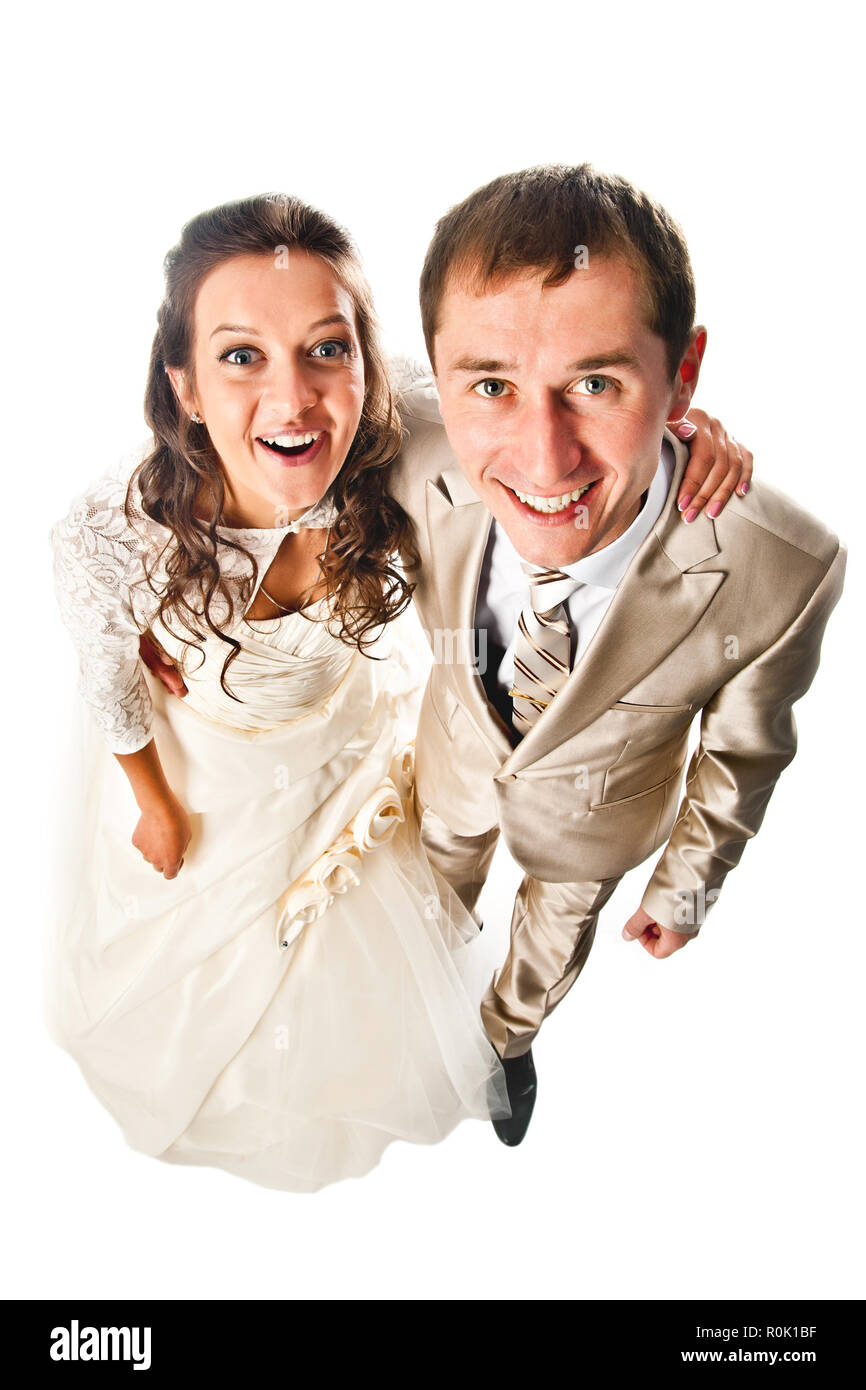 bride and groom isolated on a white background Stock Photo - Alamy