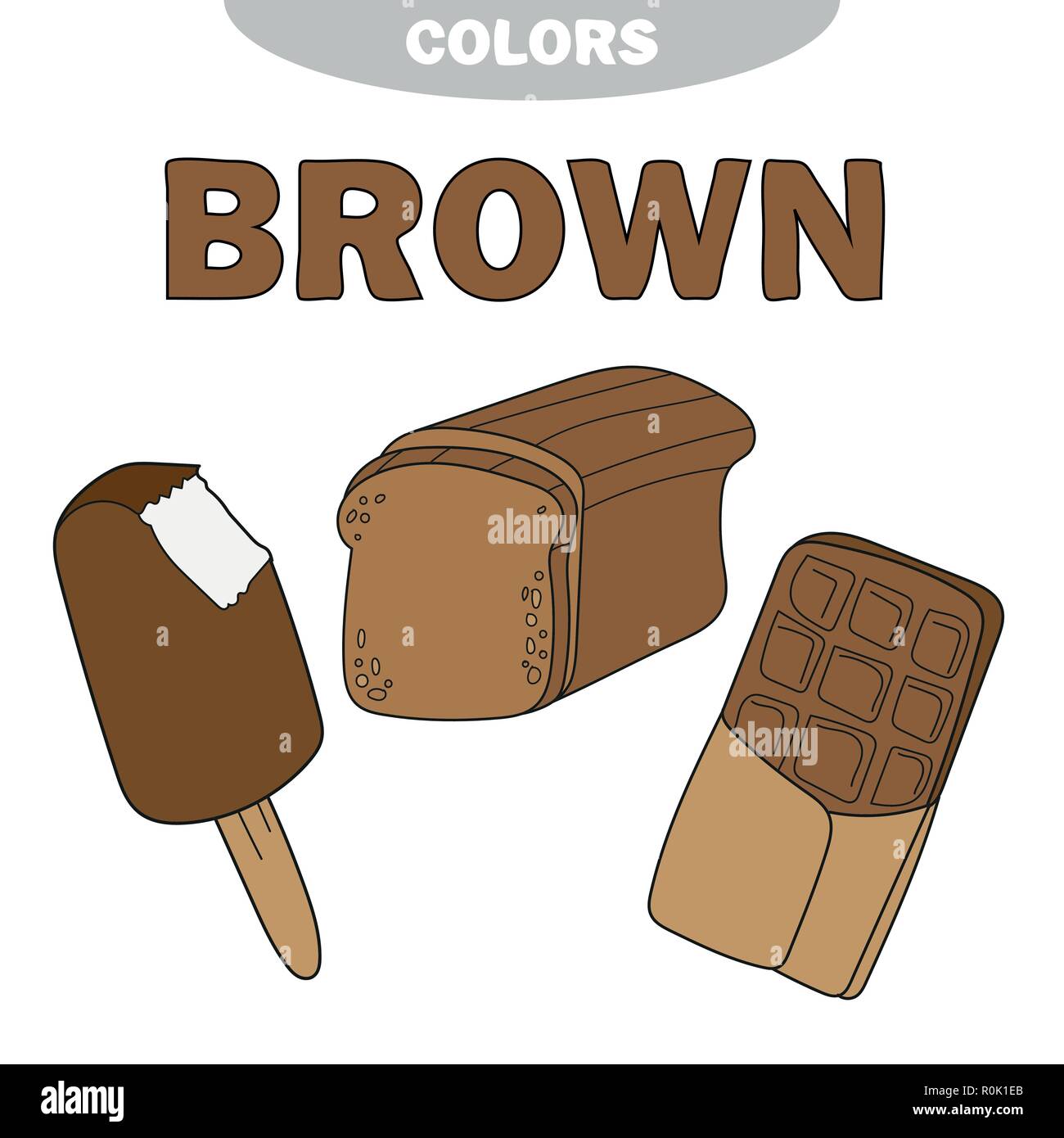Learn The Color Brown - things that are brown color. Education set ...