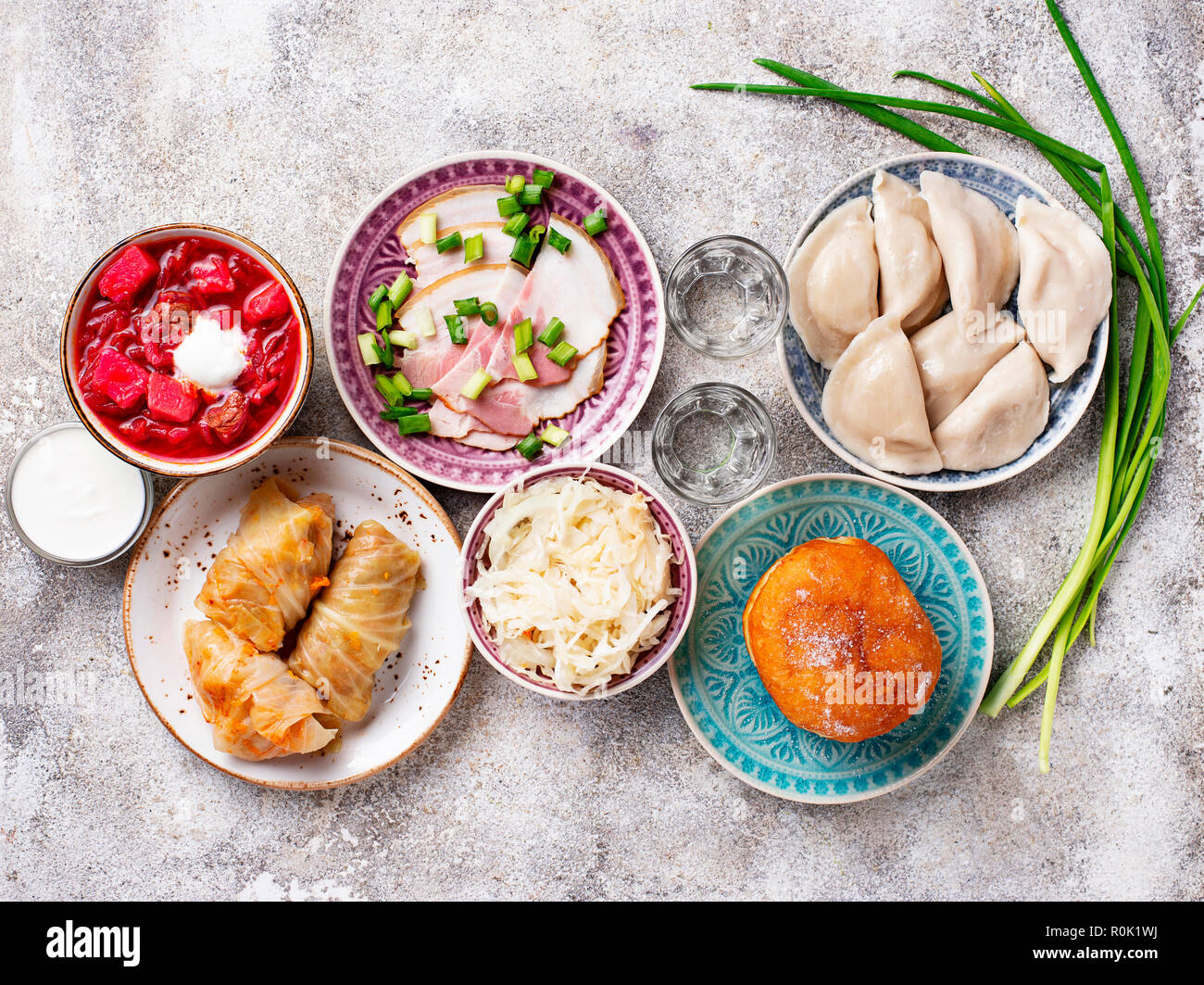 Assortment of traditional Ukrainian food Stock Photo - Alamy