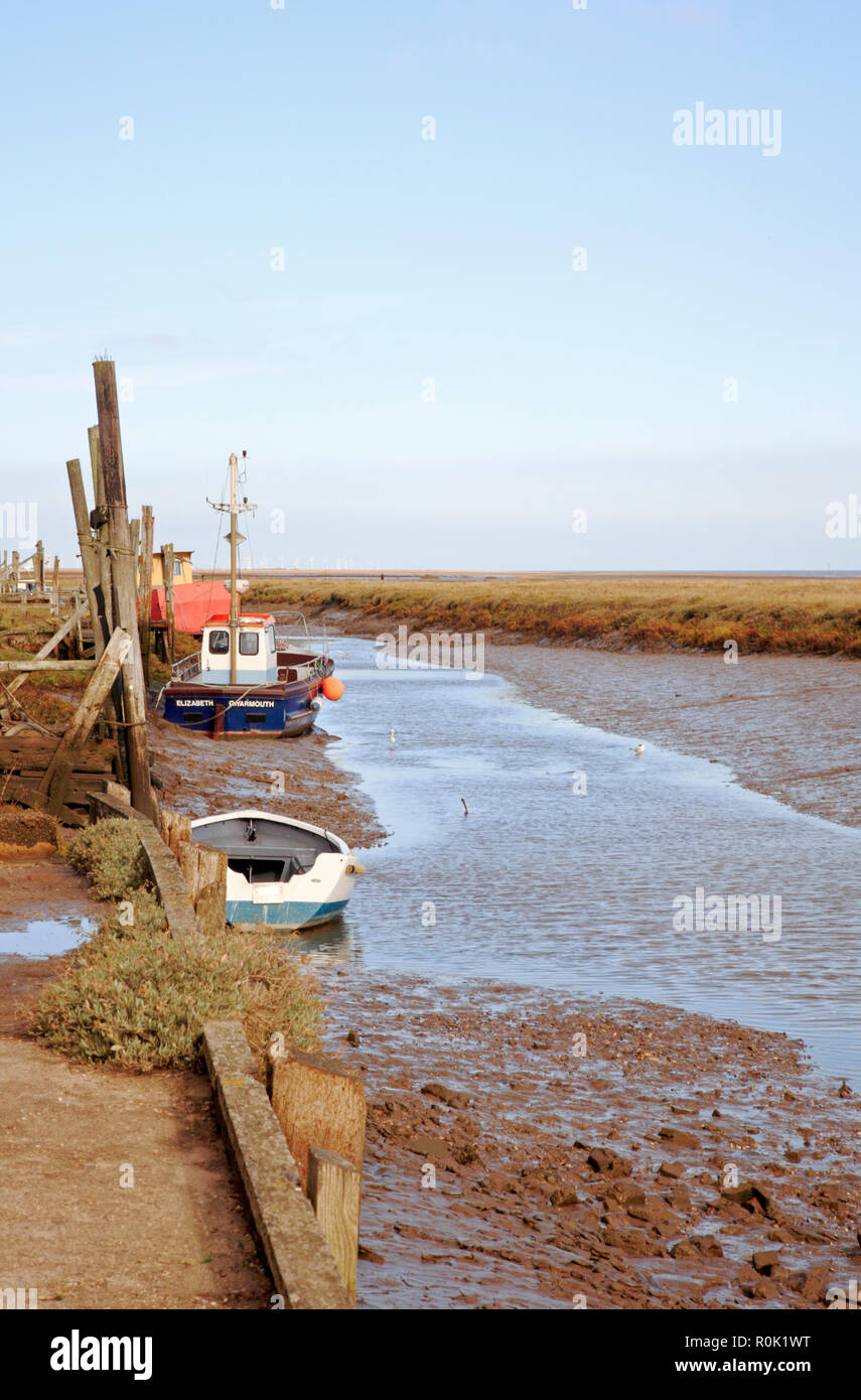 A view of the channel and harbour in North Norfolk at Thornham, Norfolk ...