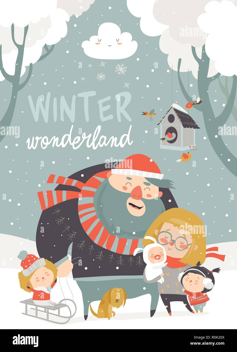Winter fun. Happy family at winter vacation Stock Vector Image & Art ...