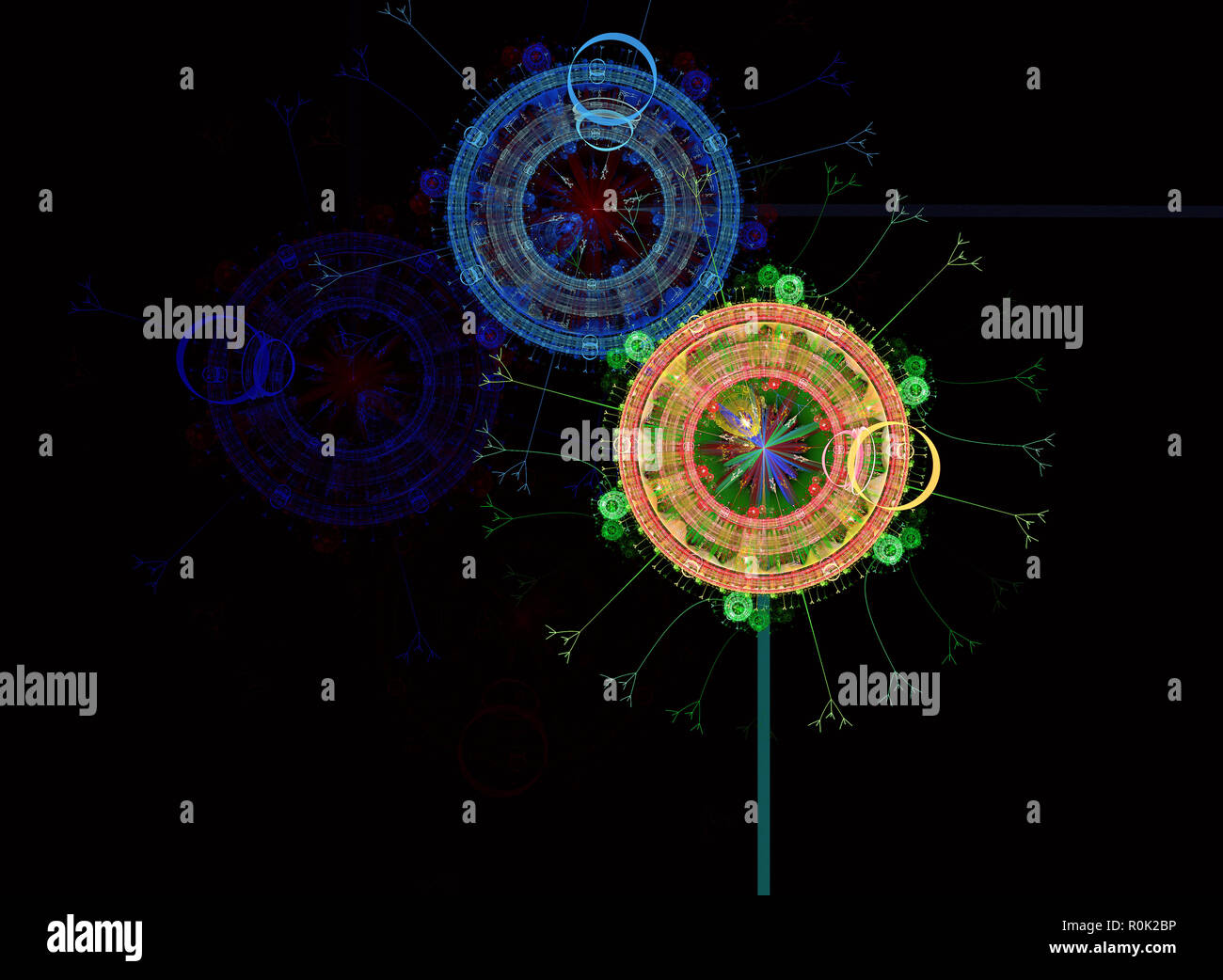Abstract fractal patterns and shapes. Fractal texture. The colors in ...