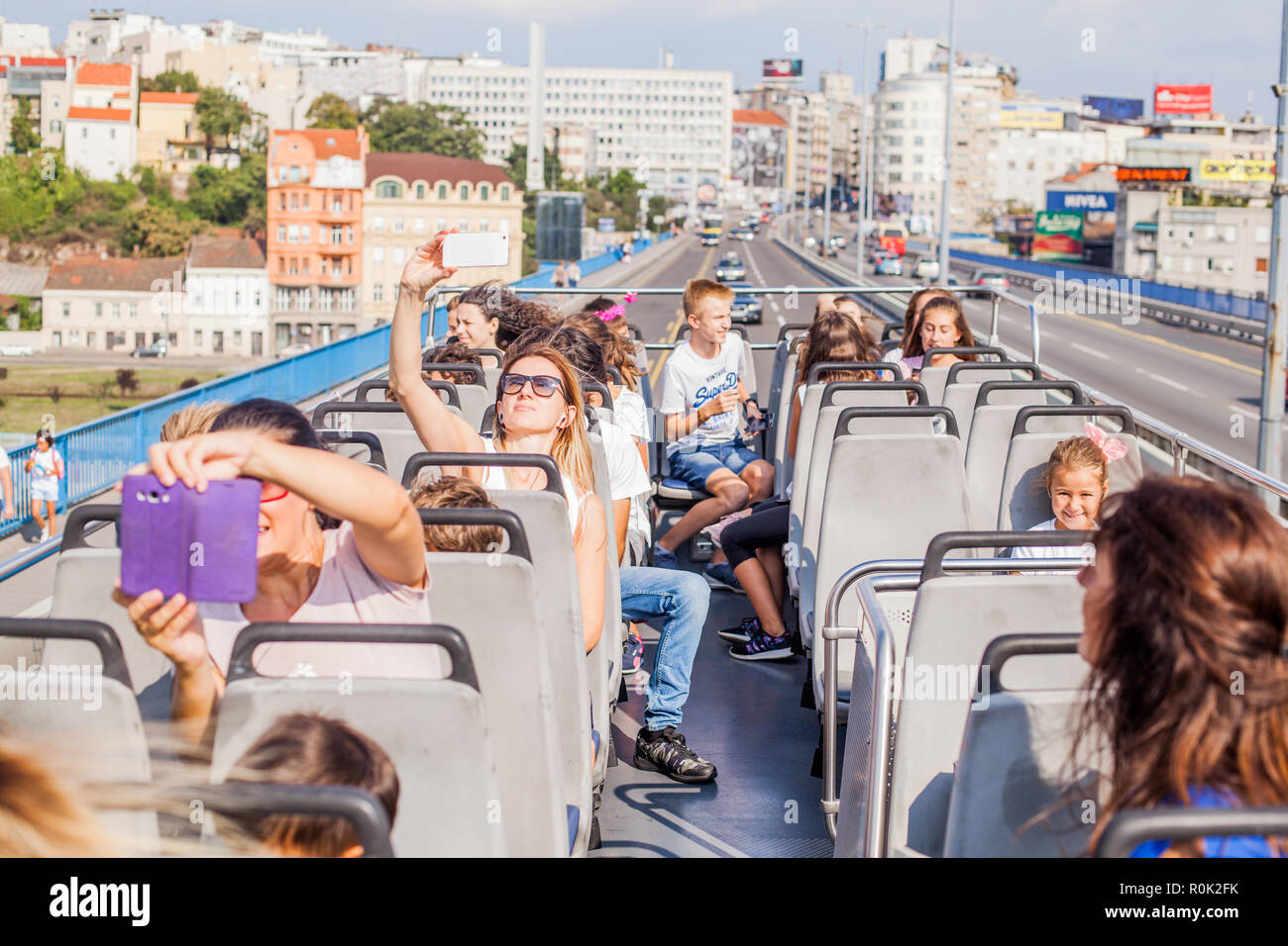 BELGRADE, SERBIA - SEPTEMBER 09, 2018 : Tourist look sights of Belgrade ...