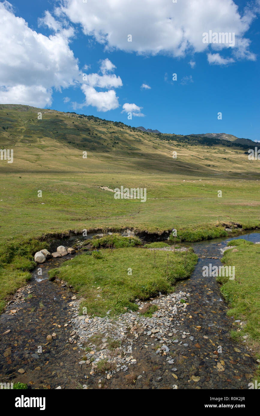 Road to Montgarri through the mountain of Aran Valley, Spain Stock ...