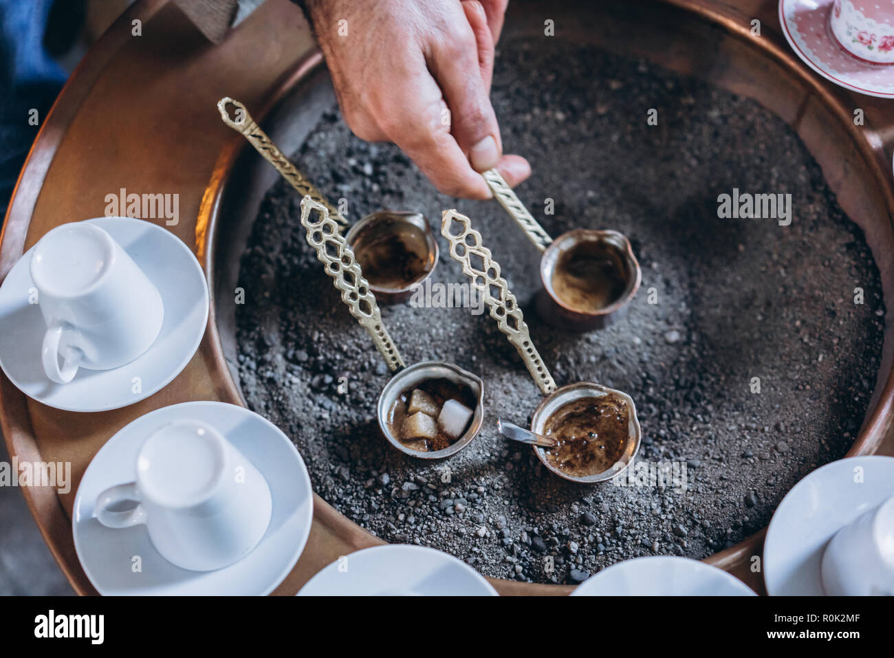 traditional coffee in the Turks, close view Stock Photo - Alamy